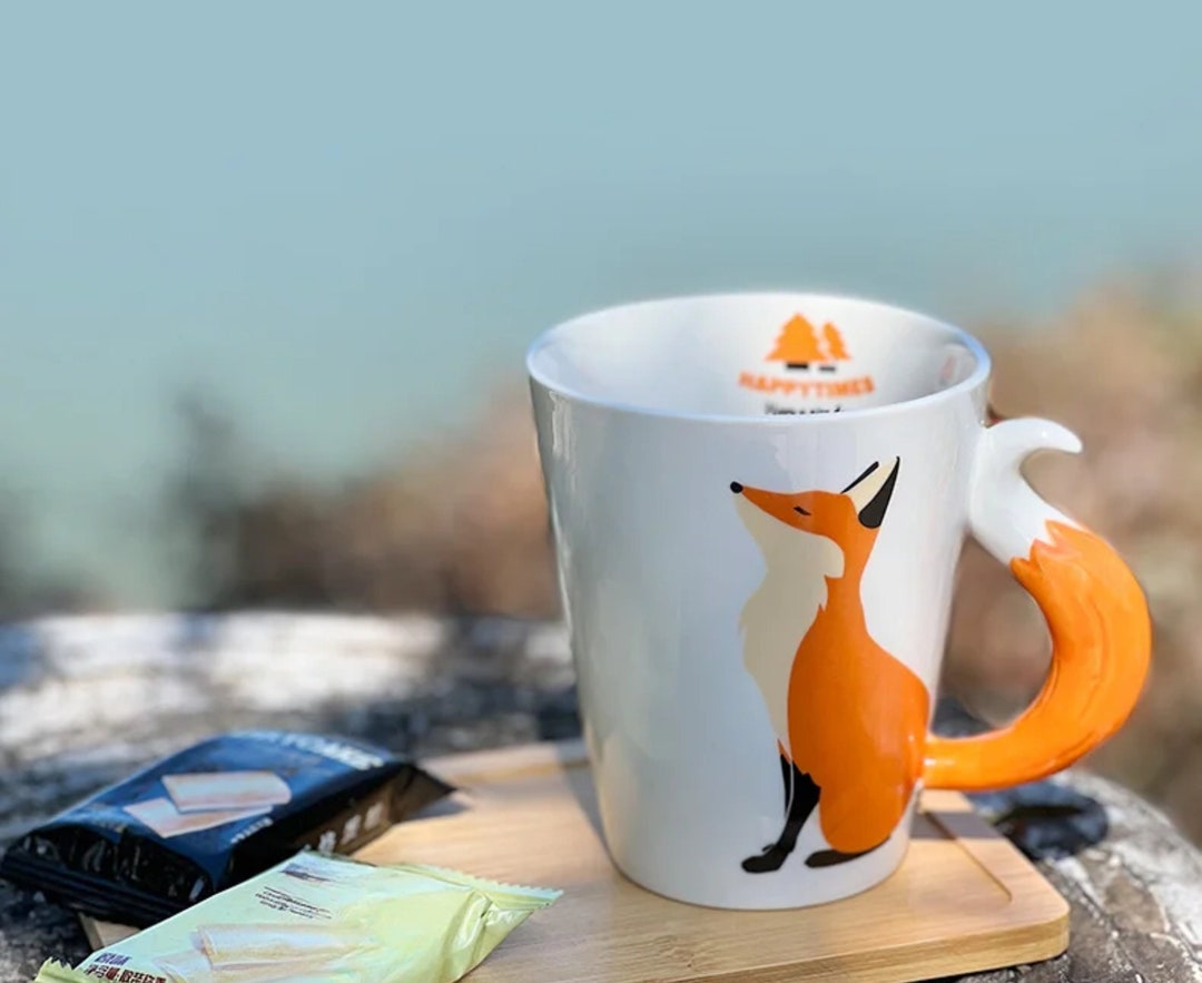 Fox Tail Cup Handle Fox Illustration Coffee Lover Mug Orange Autumn ...