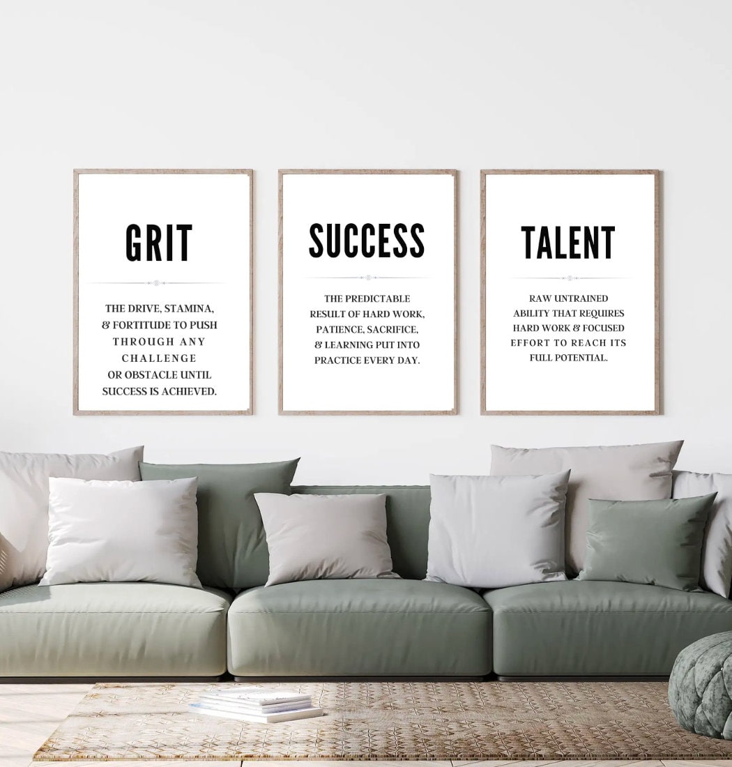 Set of 6 Hustle Execute Grit Grind Success Talent Home Office ...