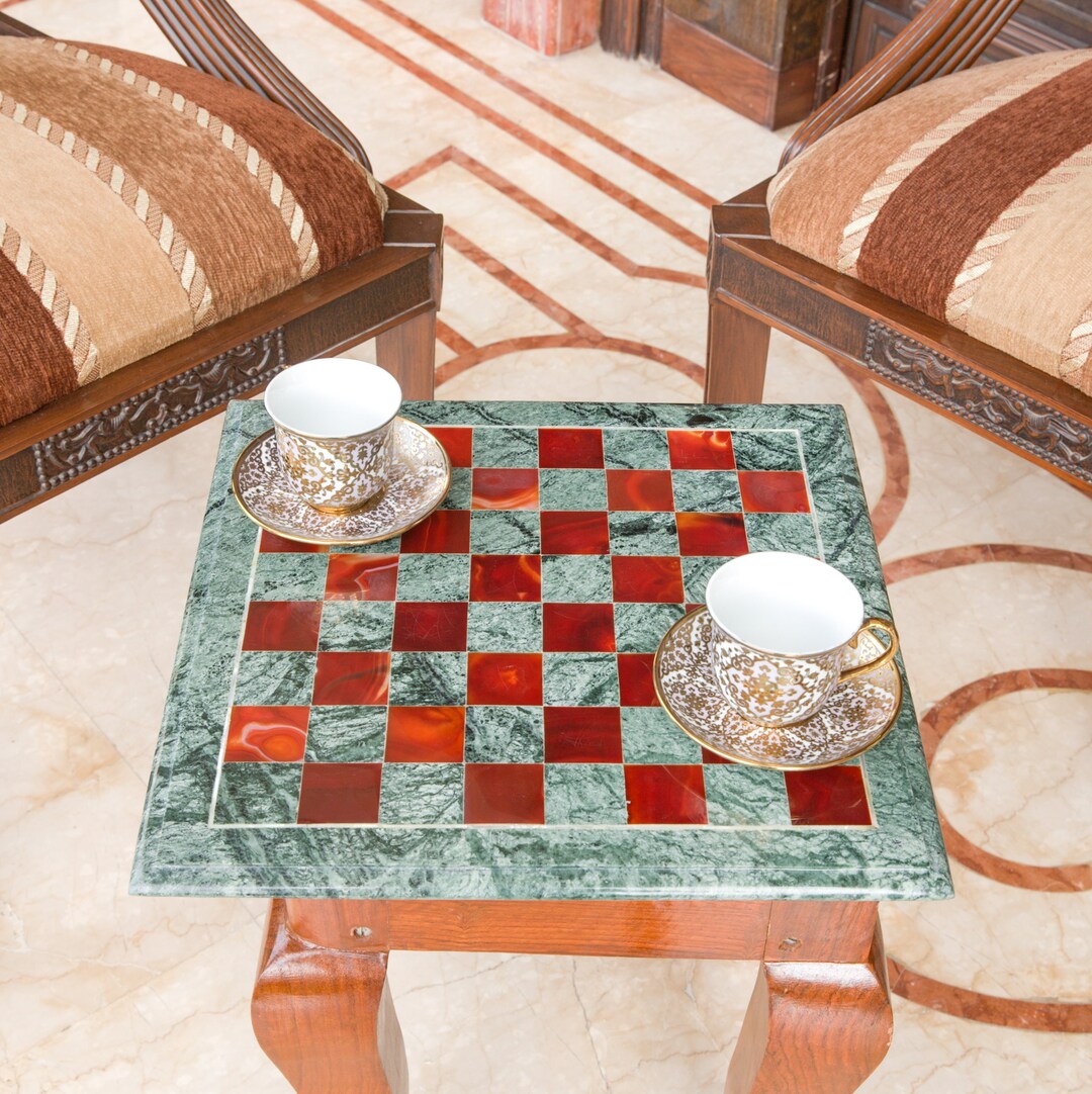 Luxury Chess Board. Green and Red Marble Chess Table. - Etsy