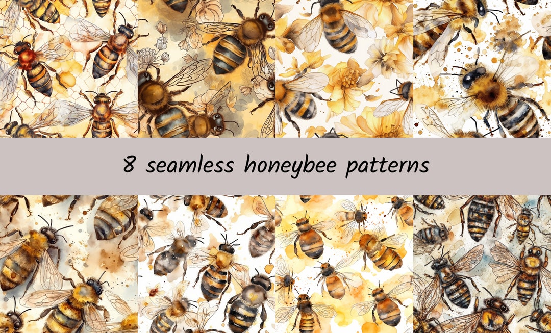 Watercolor Honeybee Pattern Digital Paper Watercolor Honeybee - Etsy