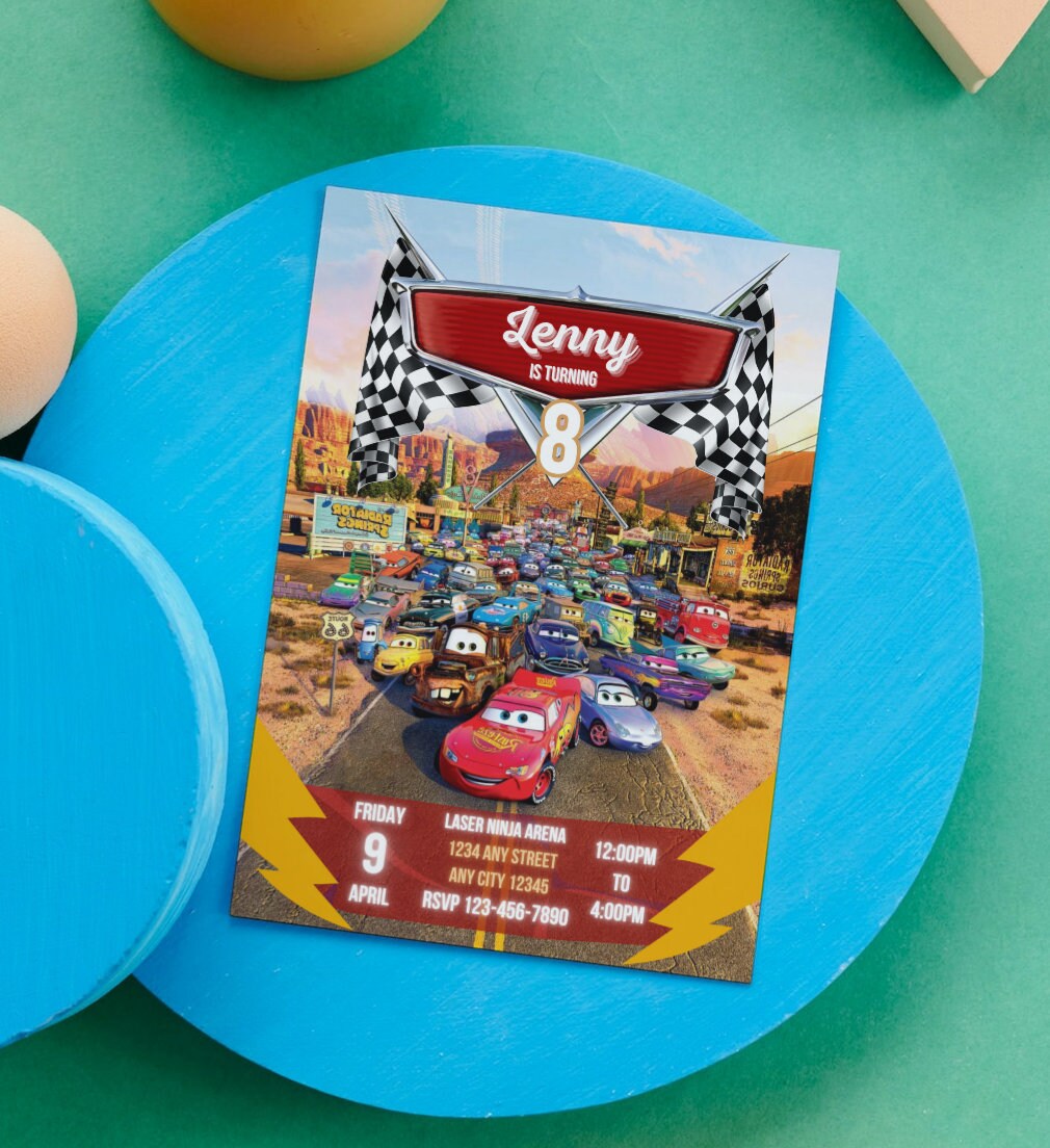 Cars Movie Birthday Party Invitation | Cars Lightning Birthday Phone ...