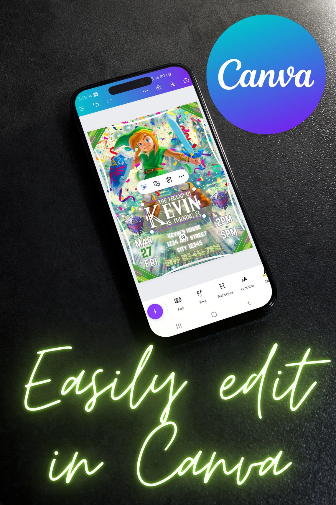 Zelda Birthday Invitation | Link Invite | Printable Nintendo Invite ...