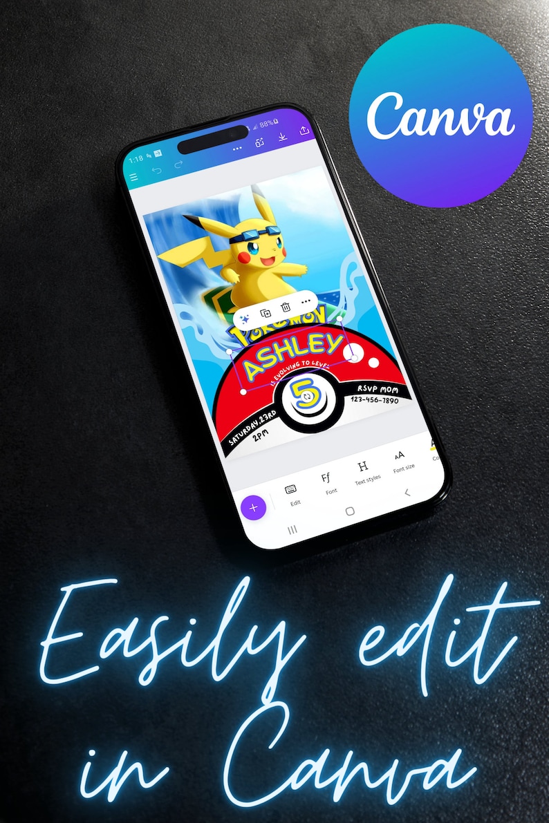 Pokemon Surf Party Birthday Invitation | Pikachu Pool Party Invitation ...