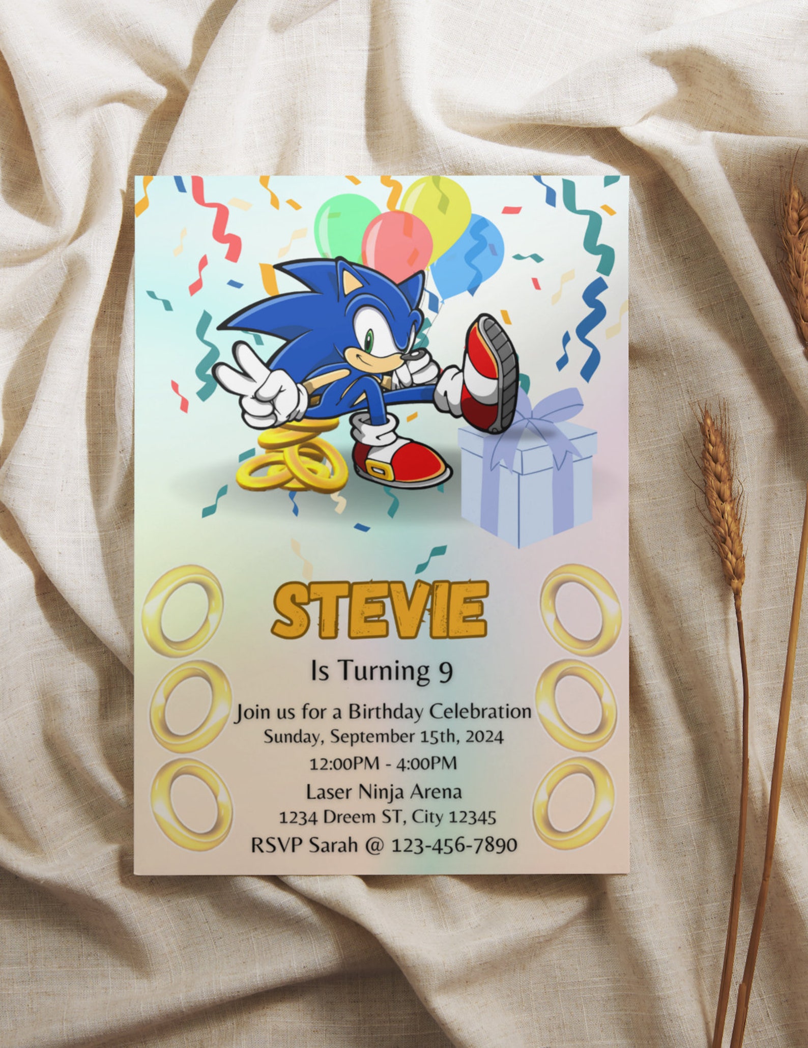 Editable Sonic Invitation, Sonic Birthday Invitation, Sonic Party ...