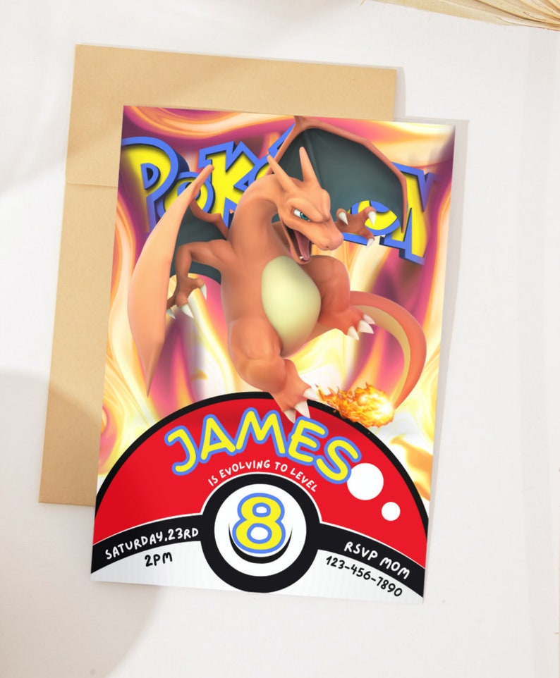 Pokemon Birthday Invitation | Pokemon Card Birthday Party Invite ...