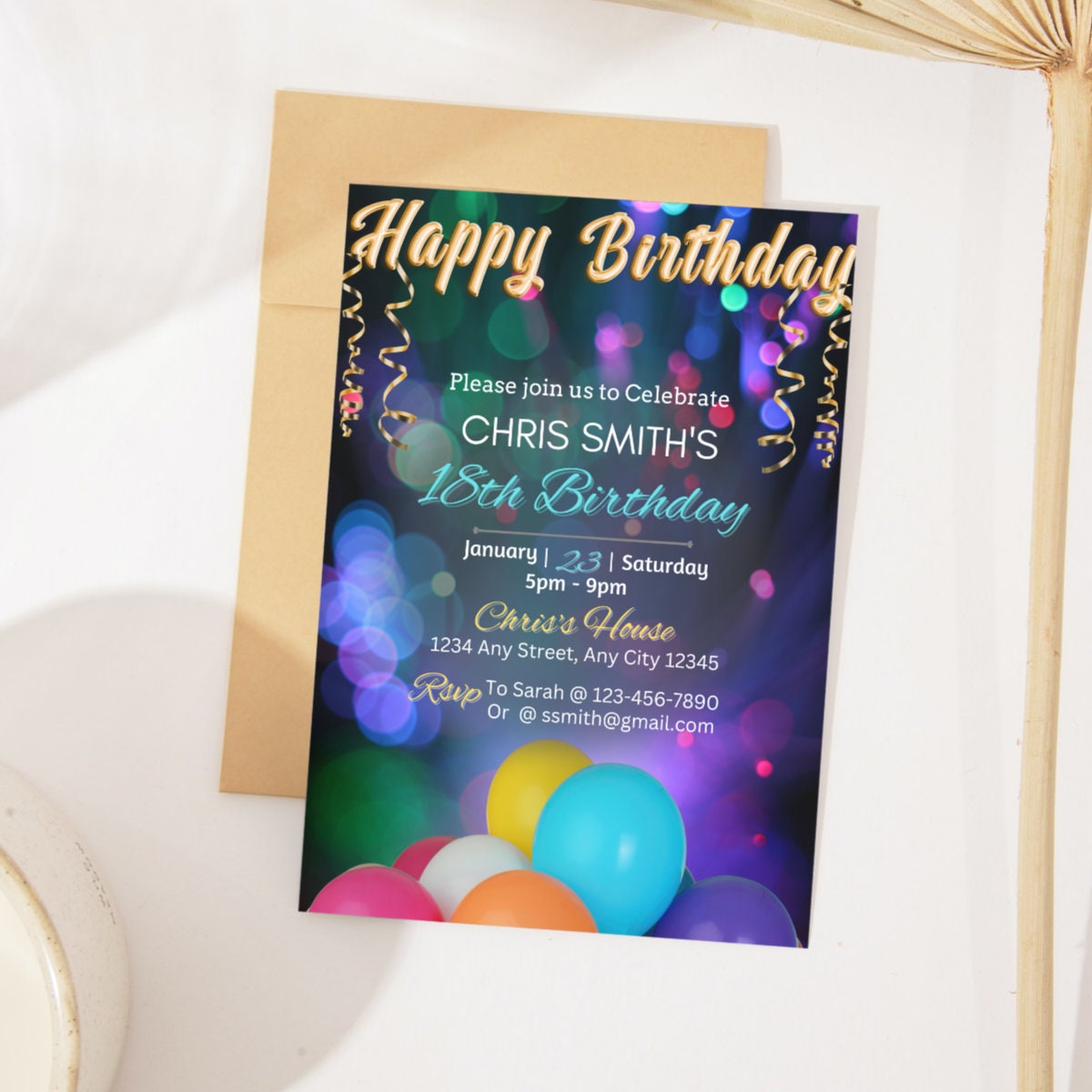 Customizable Birthday Party Invitation: Editable Template (digital ...