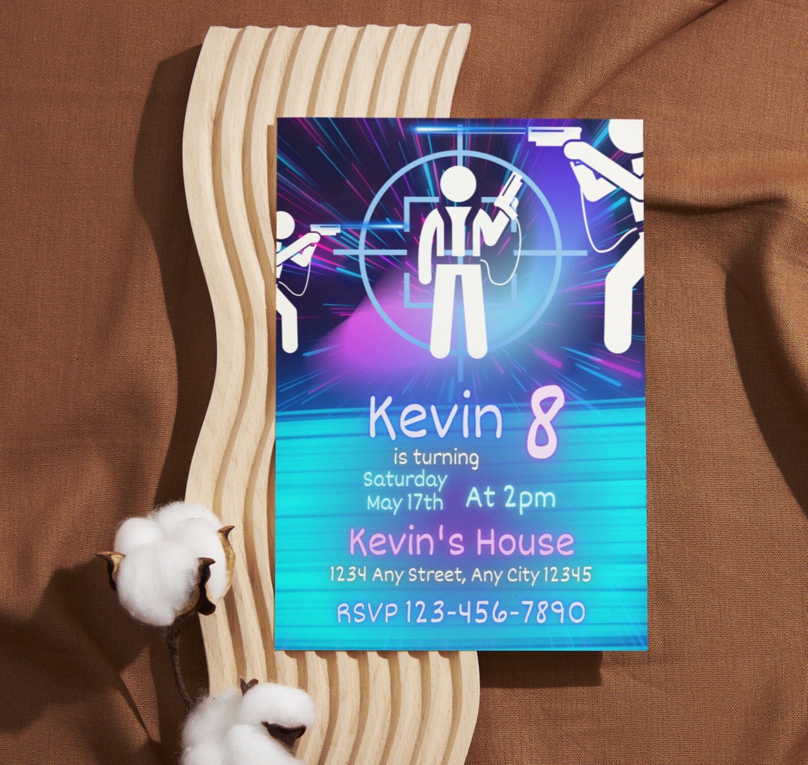 Lazer Tag Birthday Invitation, Boy and Girl Kids Invitation | Laser Tag ...