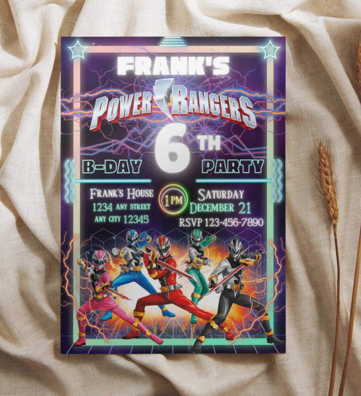 Power Rangers Birthday Invitation | Power Rangers Invite | Printable ...