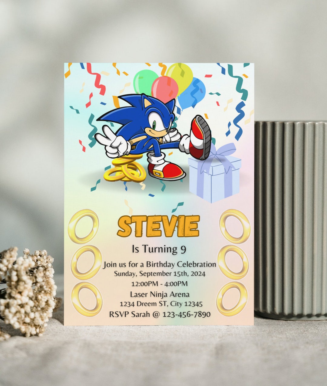 Editable Sonic Invitation, Sonic Birthday Invitation, Sonic Party ...