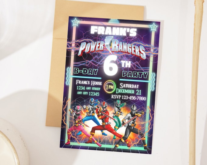 Editable Power Rangers Birthday Invitation, Power Rangers Invitation ...