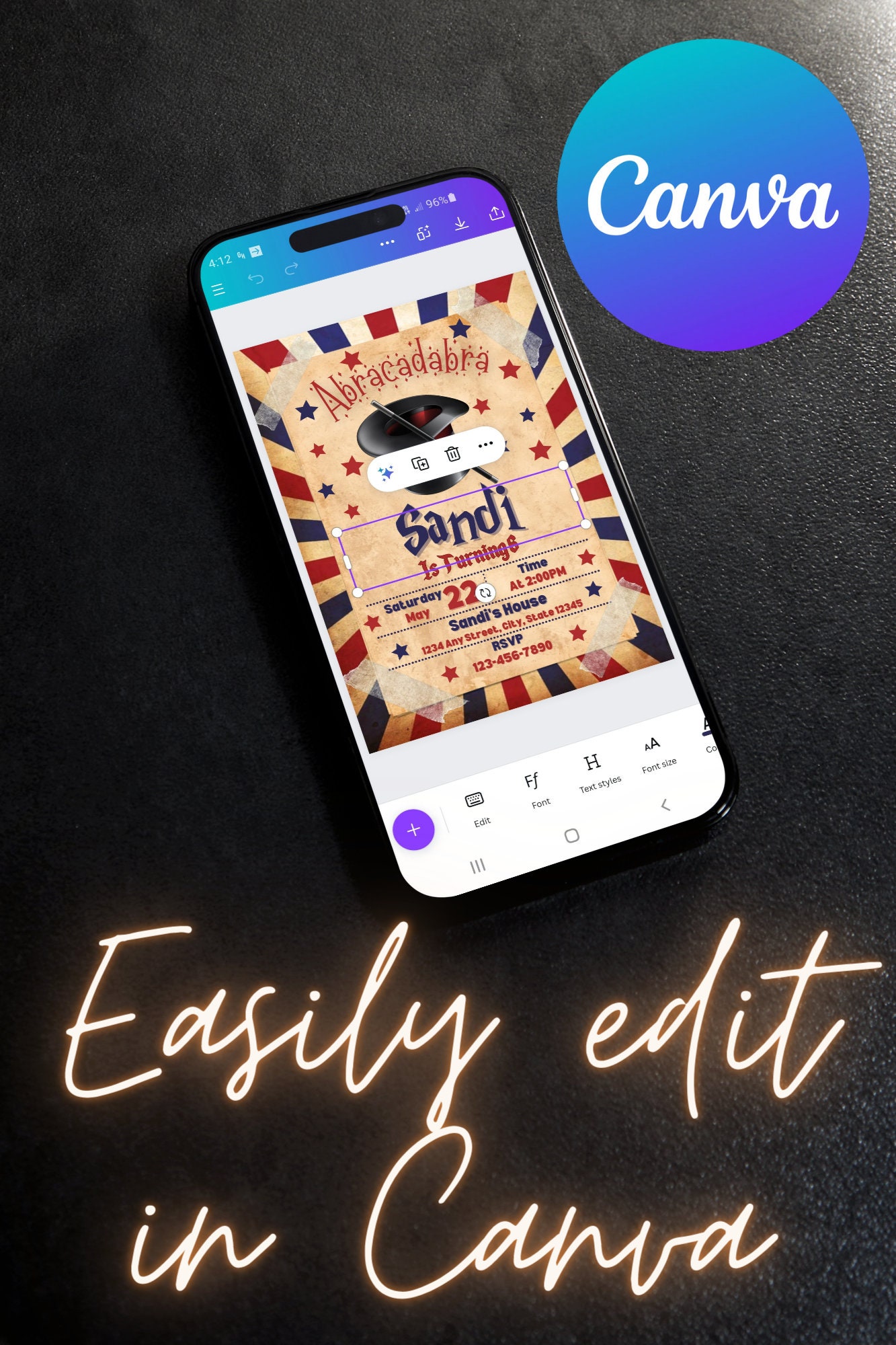 Editable Magic Birthday Invitation: Canva E-invite (digital Download ...