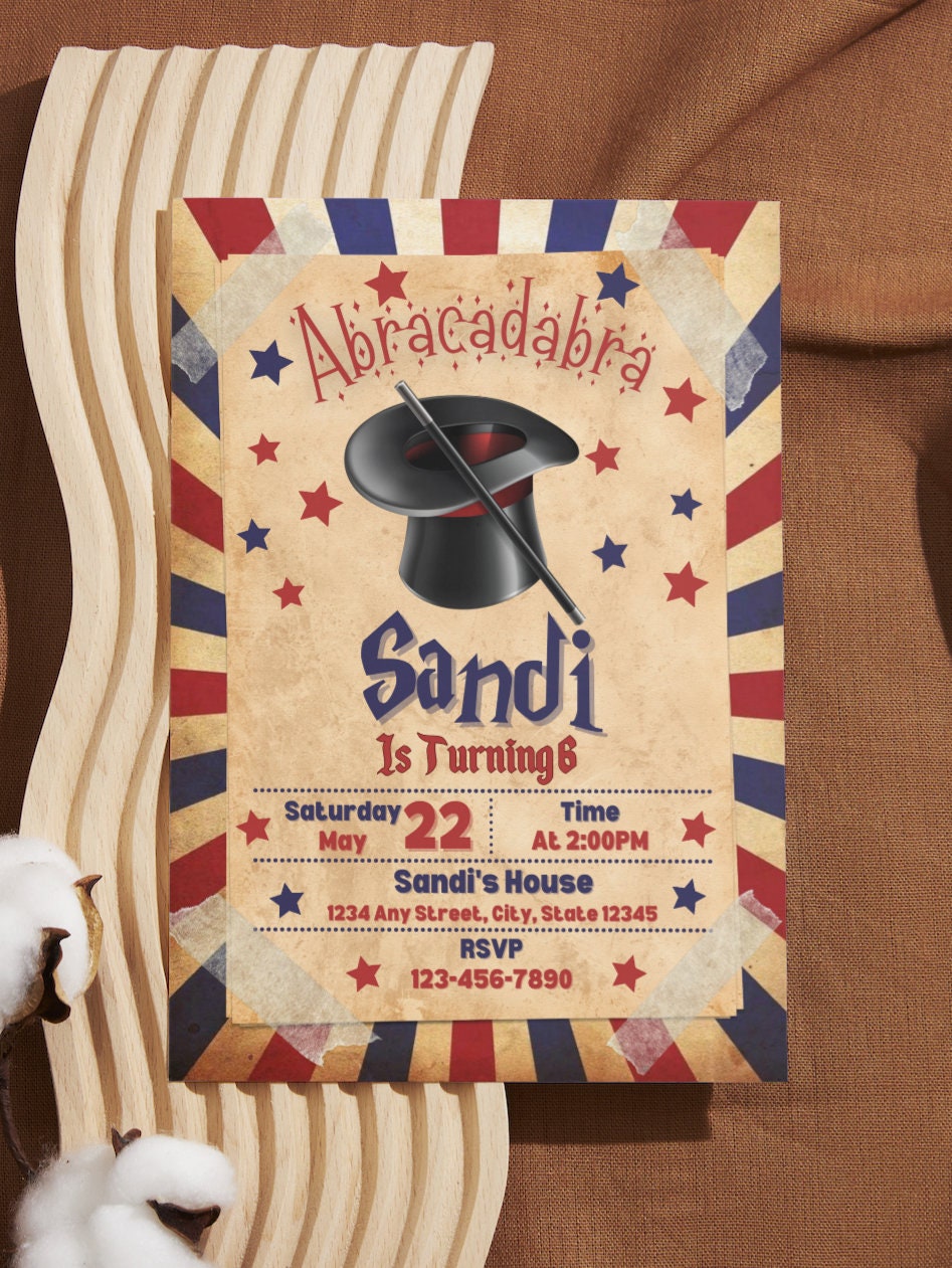 Editable Magic Invitation, Magical Birthday Invitation, Magic Party ...