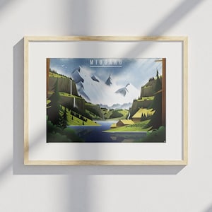 Midgard, Norse Mythology Poster Vintage Style Viking Poster, Middle ...