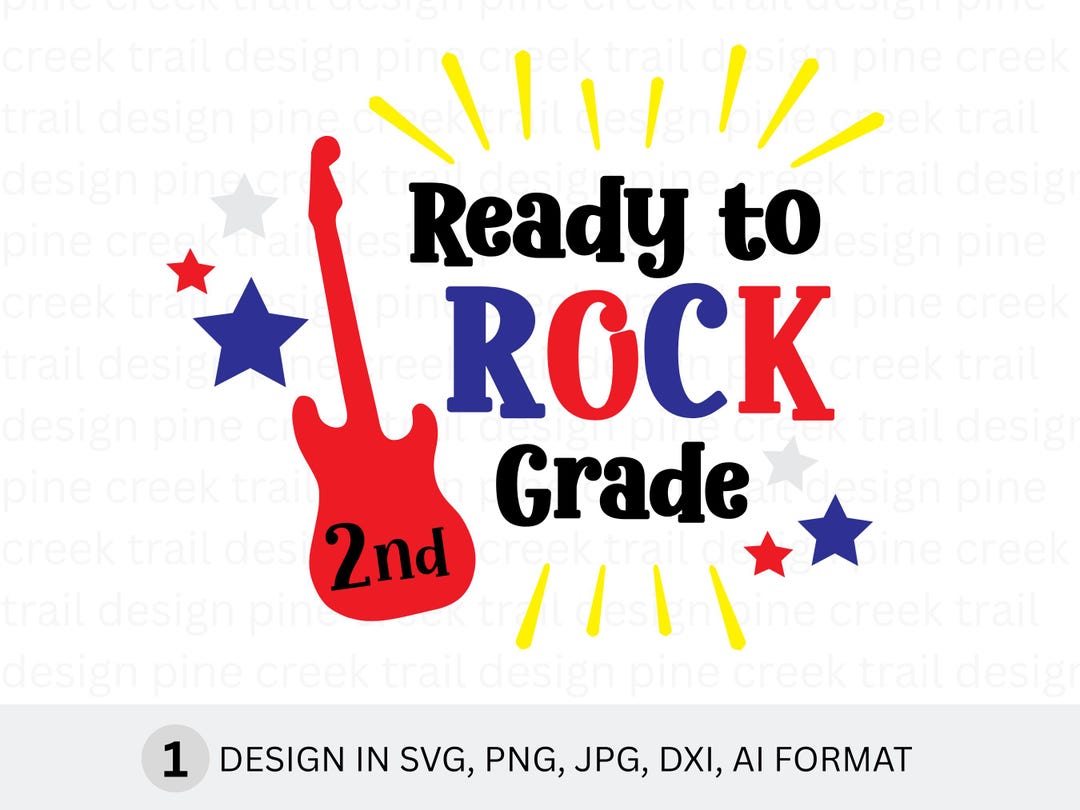 Ready to Rock Second Grade SVG: Back to School Clip Art (digital ...