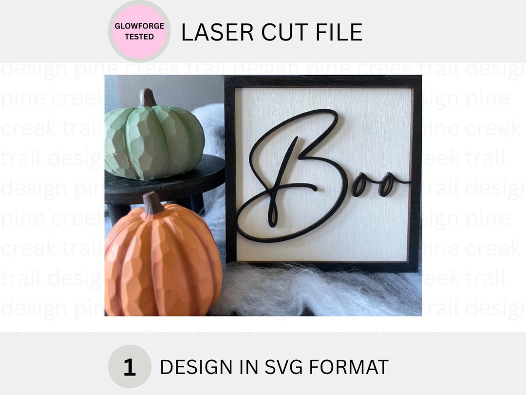 Halloween Boo Sign SVG | Laser Cut File for Tiered Tray | Commercial ...