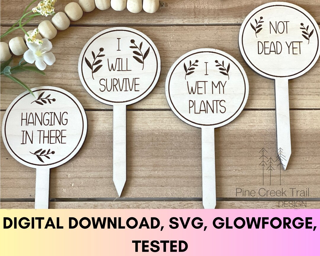 Set of 16 Punny Plant Stakes Svg/plant Stakes SVG Laser - Etsy
