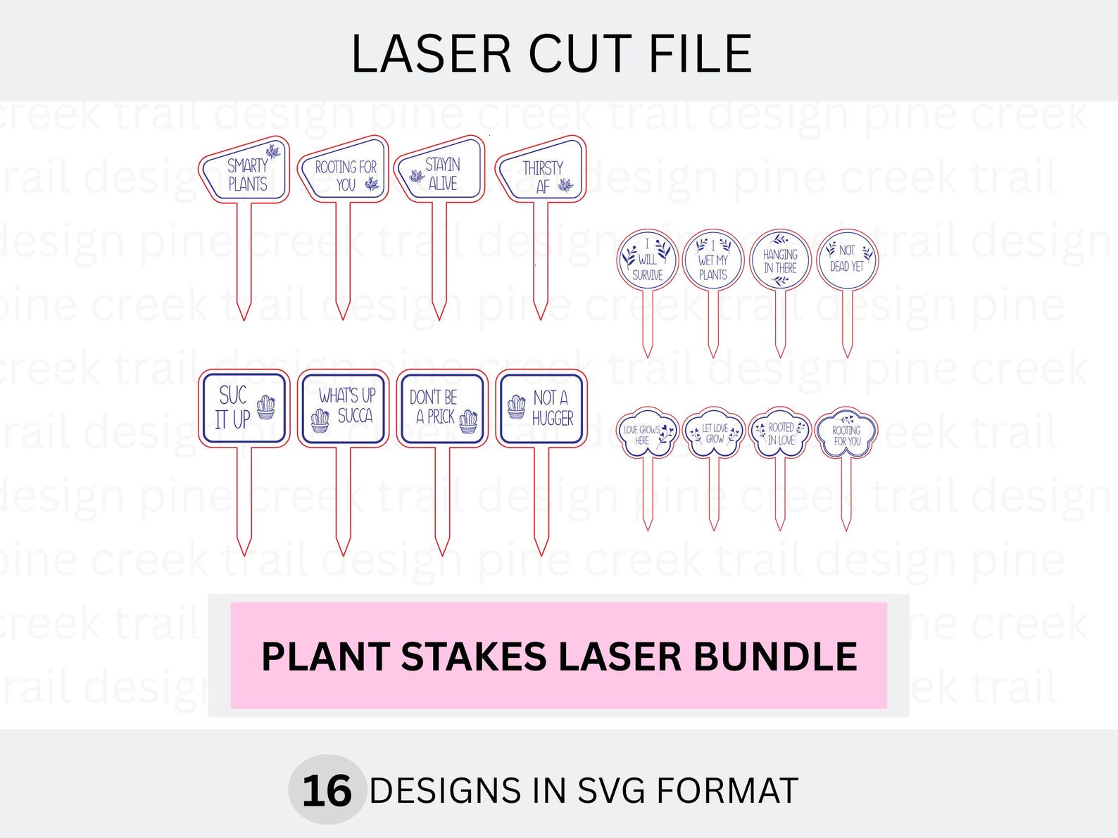 Set of (16) Punny Plant Stakes Svg/plant Stakes SVG Laser File ...