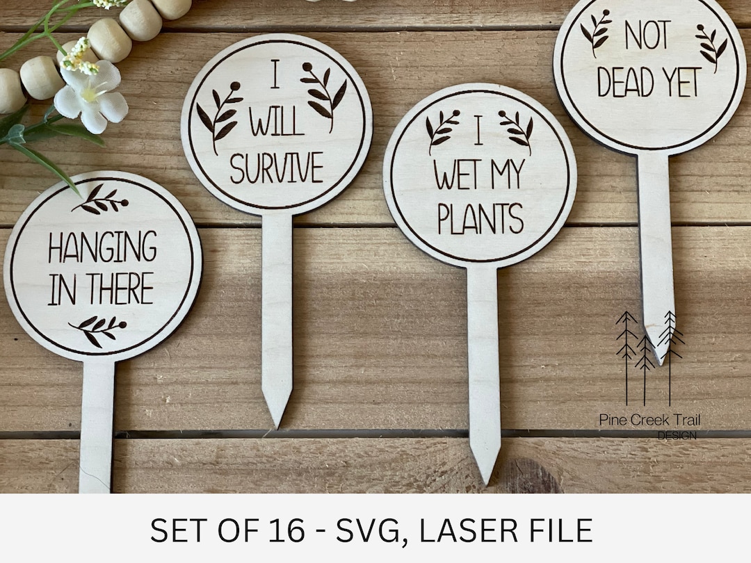 Set of (16) Punny Plant Stakes Svg/plant Stakes SVG Laser File ...