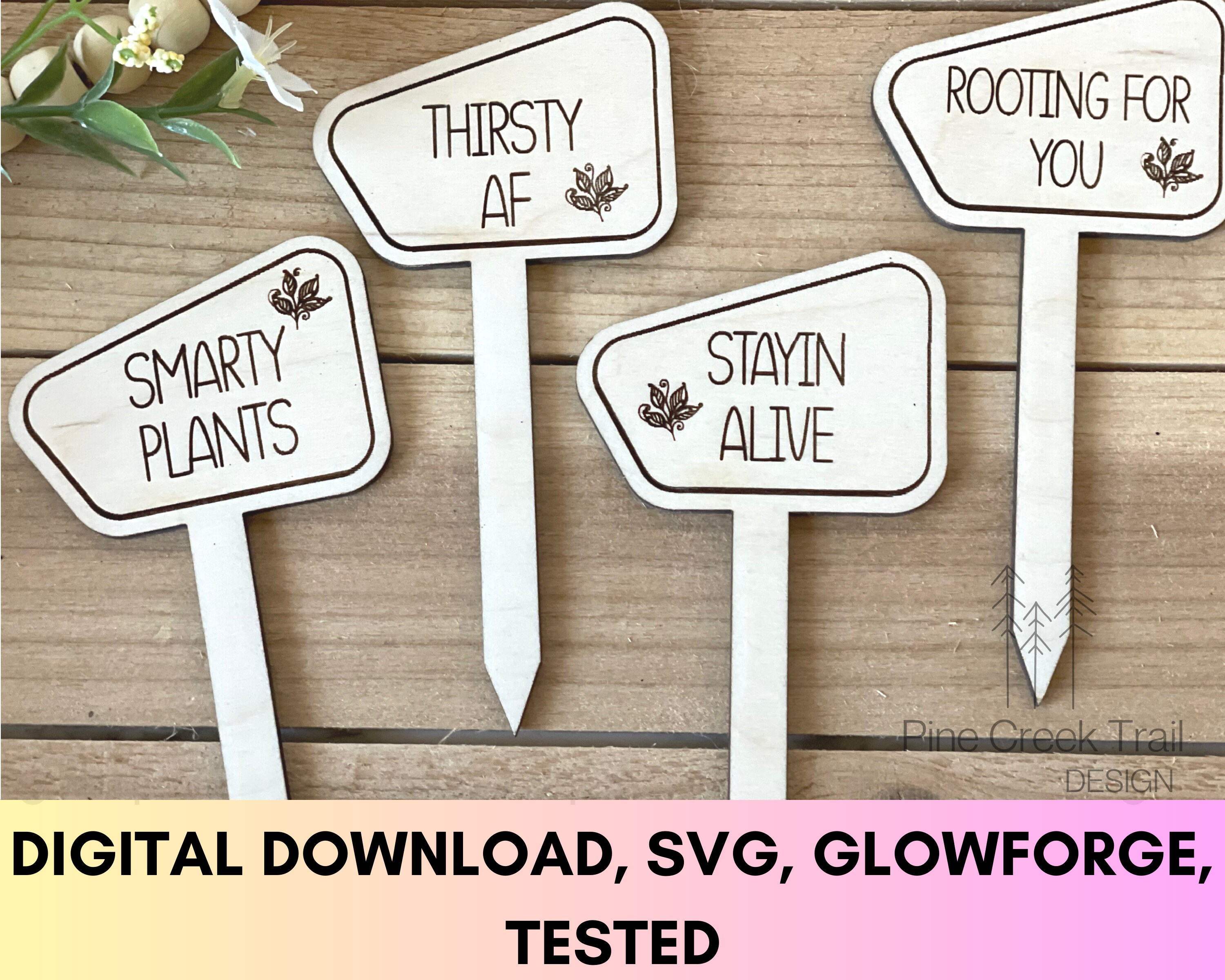 Set of 16 Punny Plant Stakes Svg/plant Stakes SVG Laser - Etsy