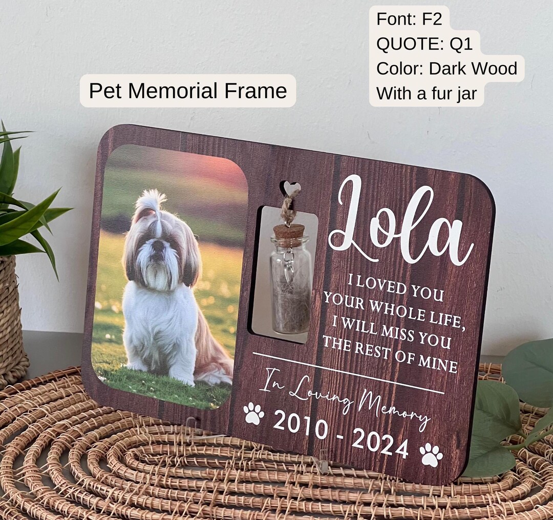 Pet Memorial Picture With Fur Jar, Pet Remembrance Gift, Dog Memorial ...