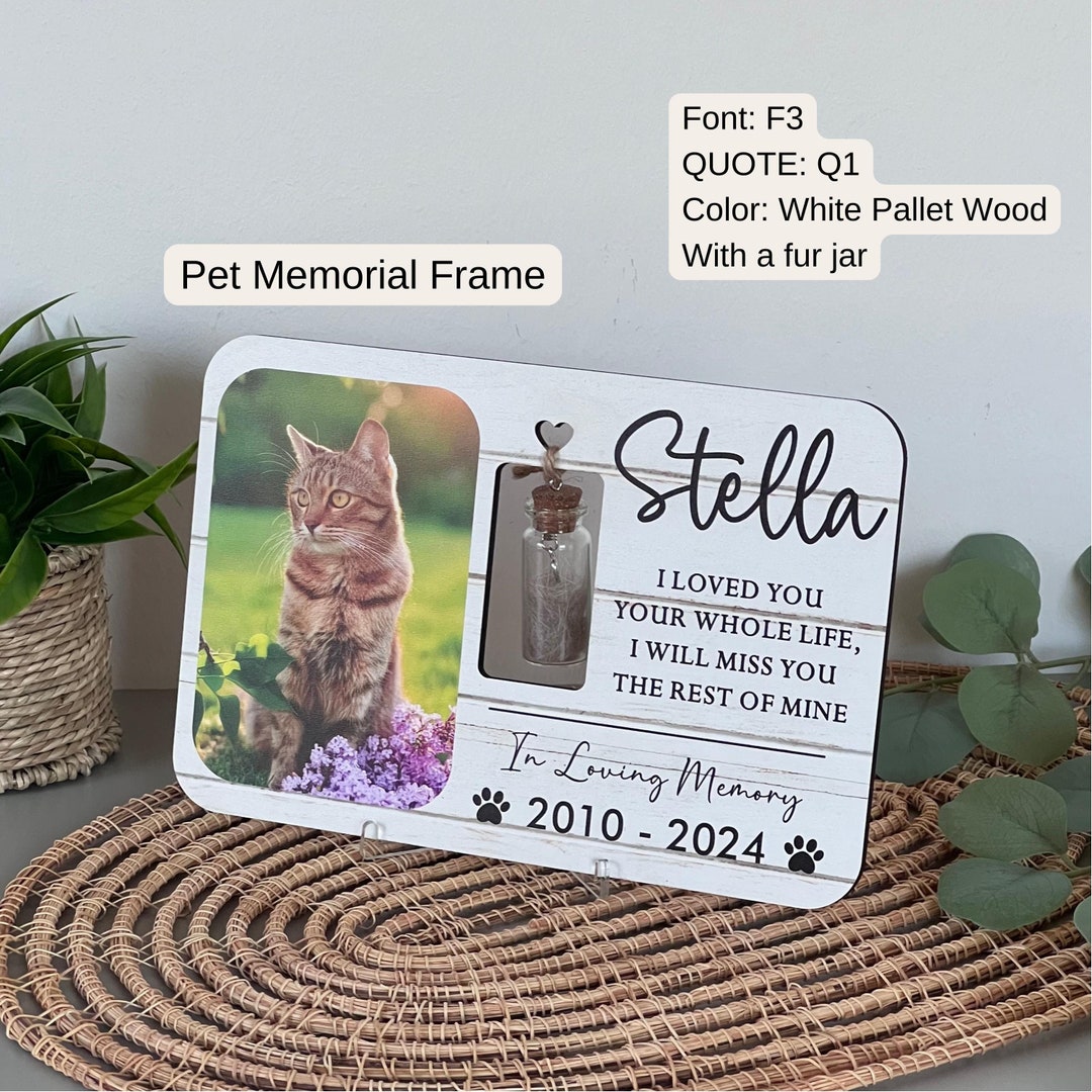 Memorial Pet Fur Jar Sign, Cat Memorial Photo Frame With Hair Box, Cat ...
