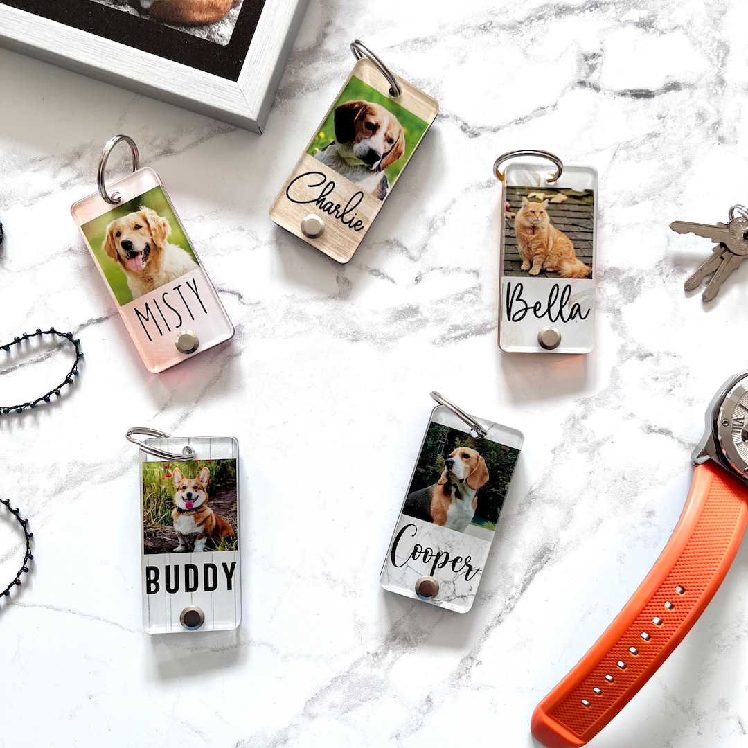 Custom Pet Keychain Pet Photo & Name Personalized Dog Keychain, Christmas Gift Custom Dog ...