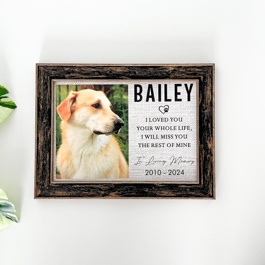 Memorial Pet Name and Picture Sign, Dog Wood Frame With Memorial Quote ...