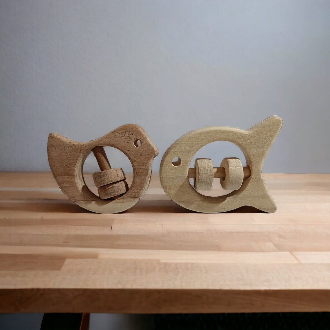 Beautiful Rattle Toys - Dove & Fish Shapes - From Pure Neem Wood - Etsy