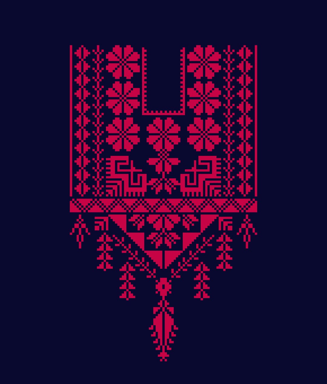 Thobe Mini Tatreez Pattern ,palestinians Tatreez,counted Cross Stitch ...