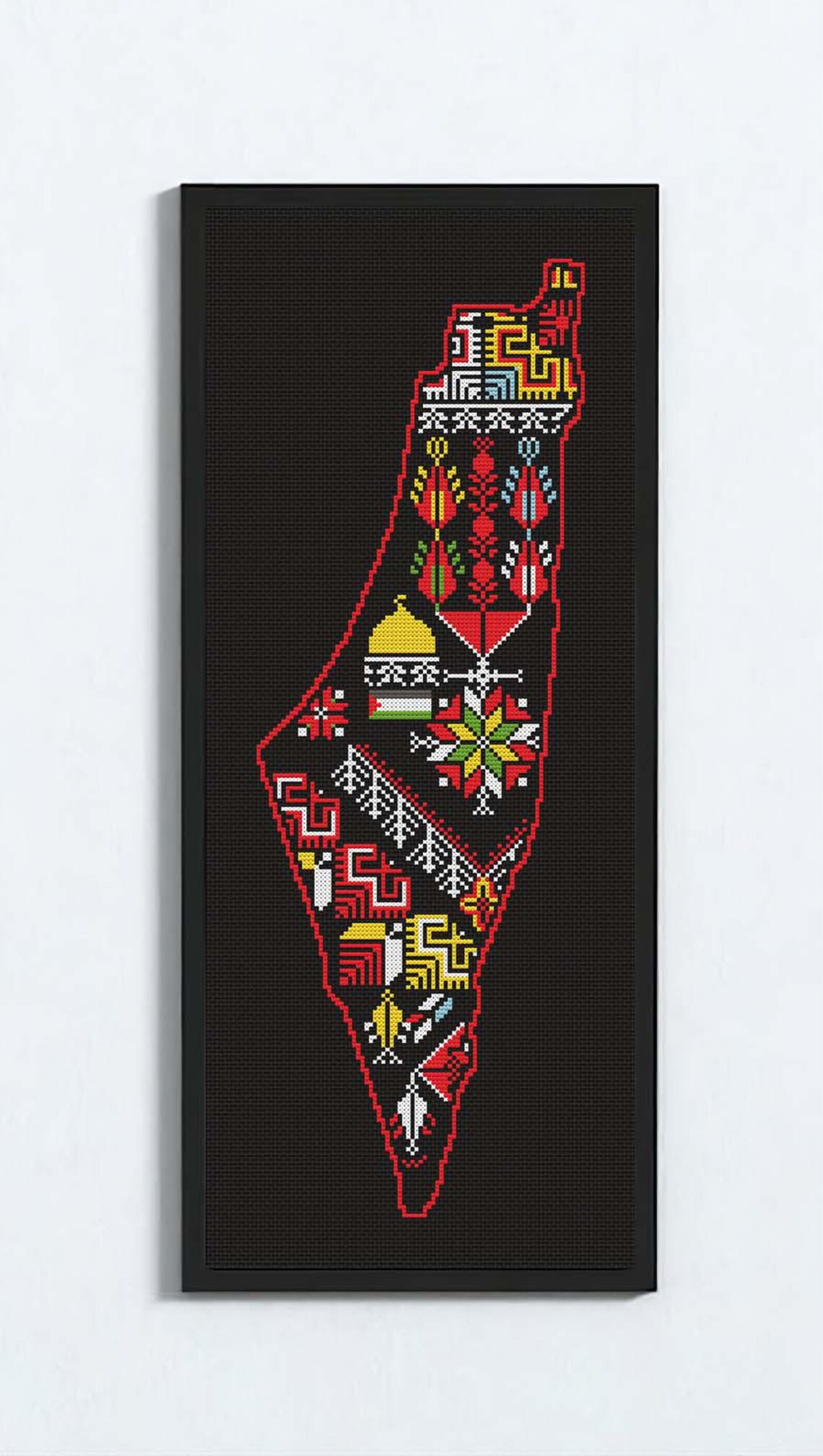 Palestine Map Al Aqsa Motif Tatreez Pattern Wall Decor,instant Download ...