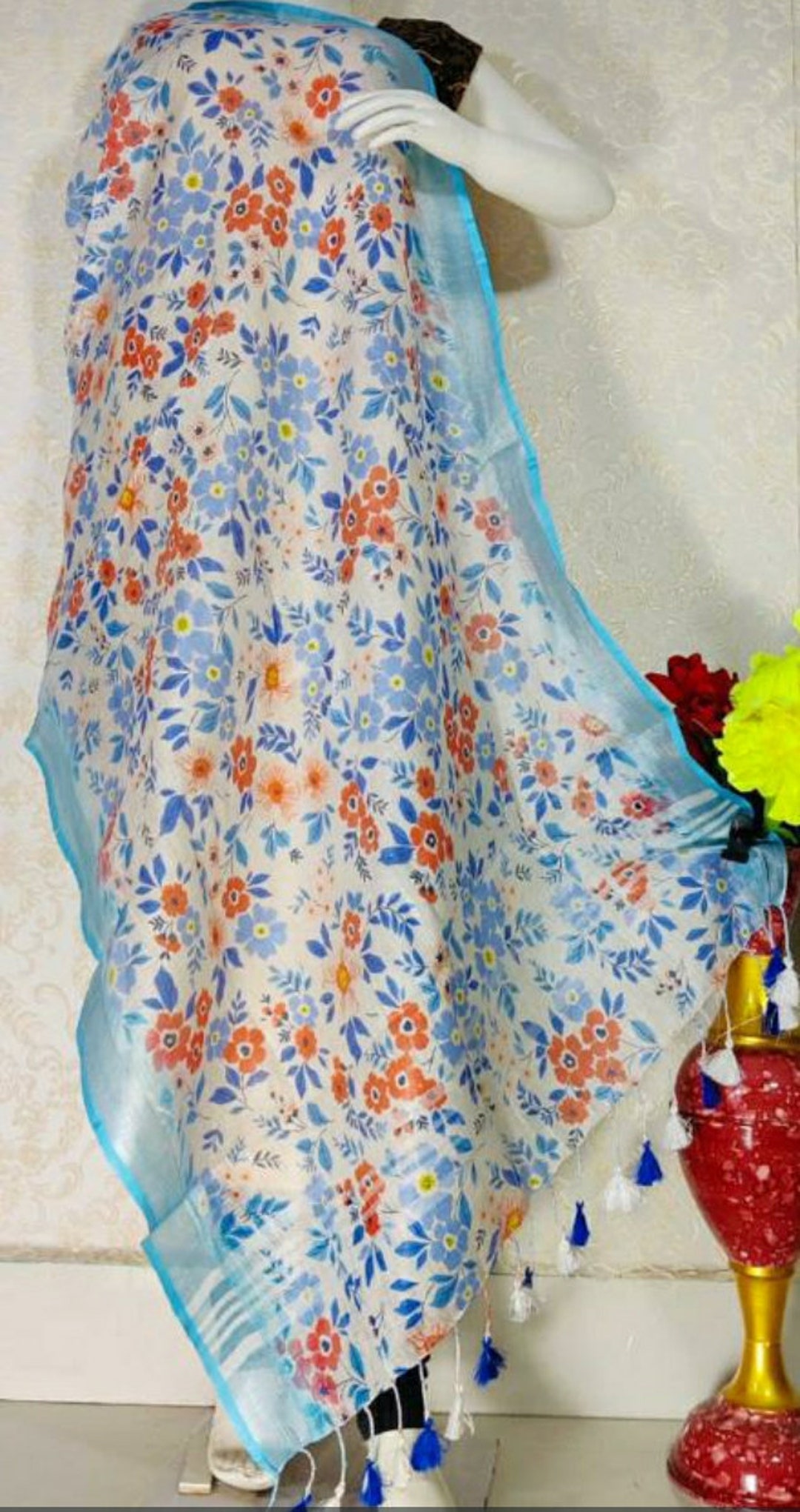 Linen by Linen Dupatta/stool - Etsy