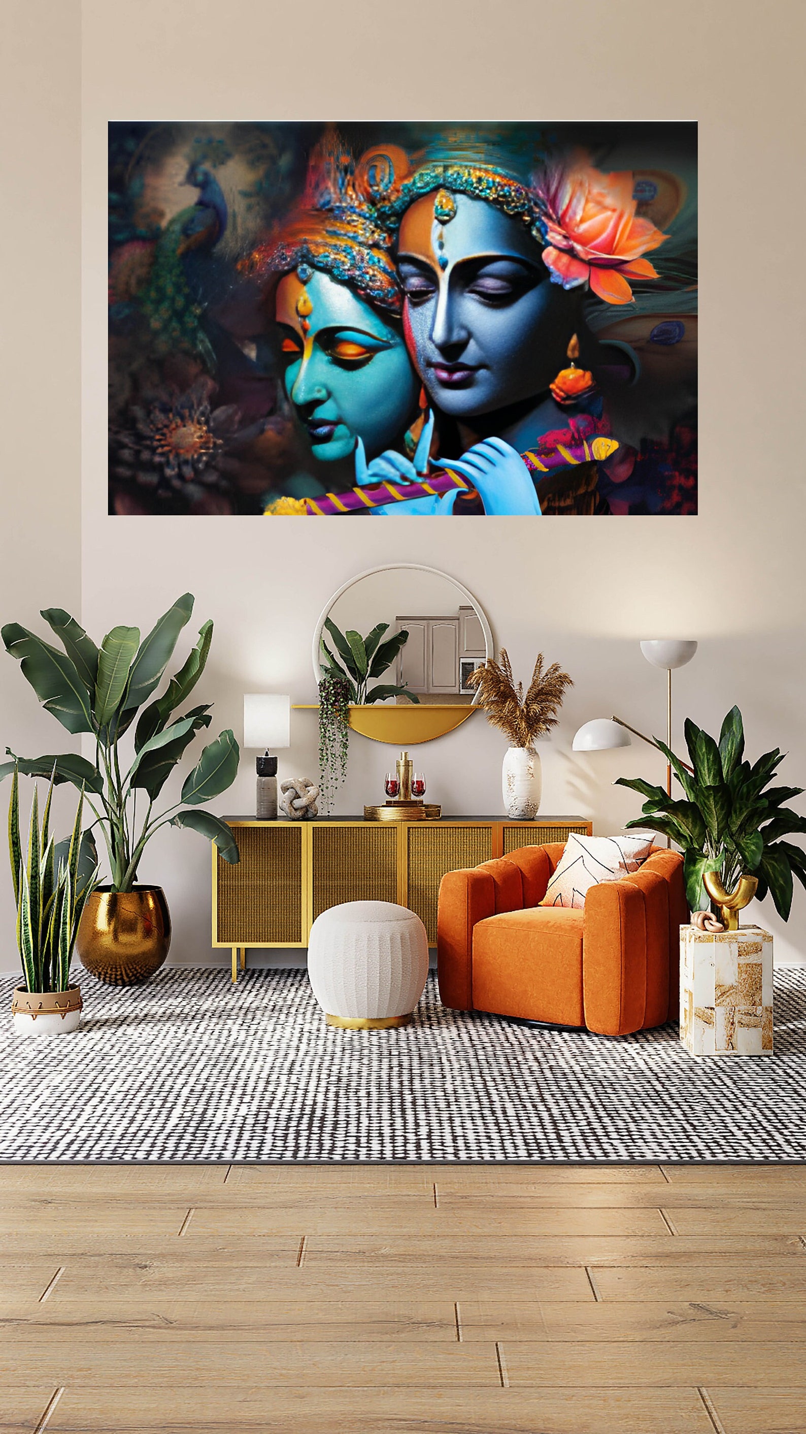 Radha Krishna Sparkle Wall Painting , Ultra Real Looking Radha Krishna ...
