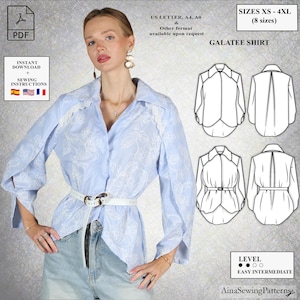 Collared Shirt Sewing Pattern PDF | Button-up Shirt Sewing Pattern ...