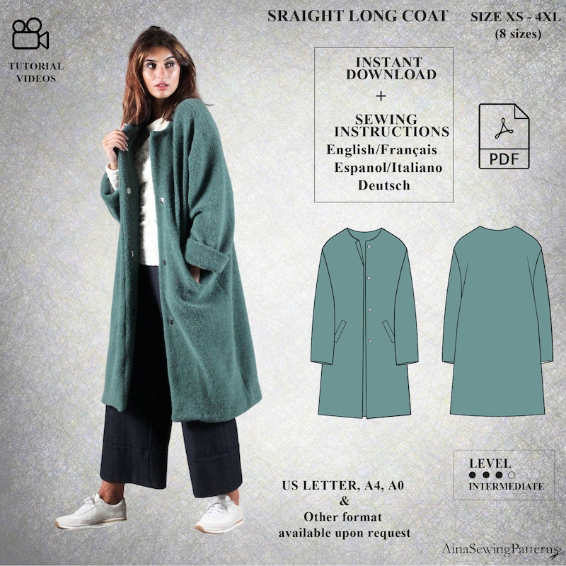 Coat Sewing Pattern - Etsy