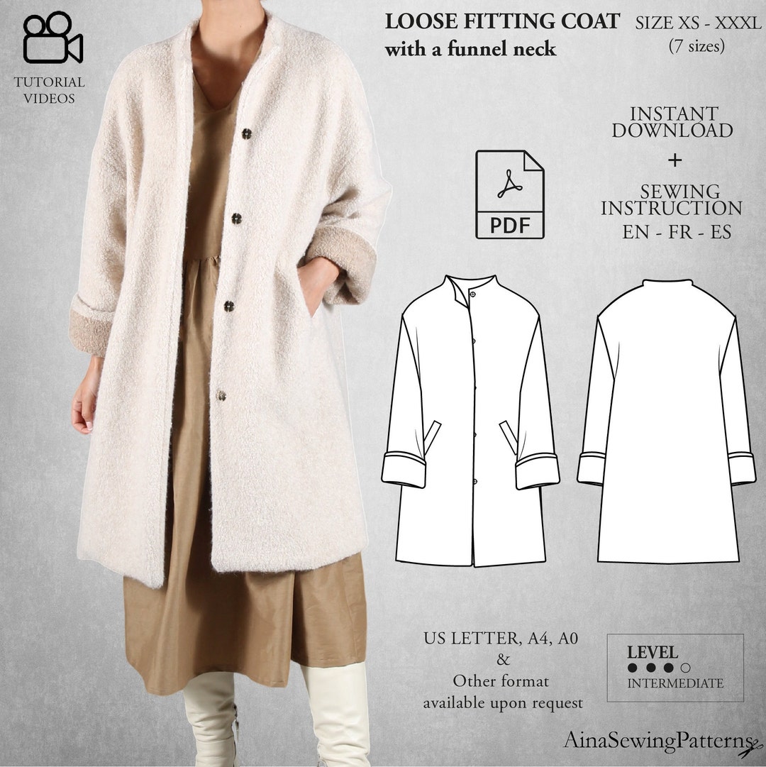 Women Coat Pattern Winter Coat Pattern Long Coat Sewing - Etsy Canada