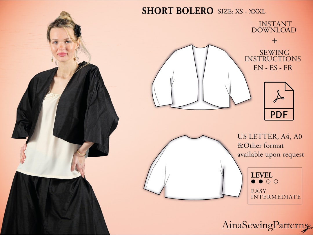 Bolero Sewing Pattern Japanese Sewing Pattern Jacket - Etsy