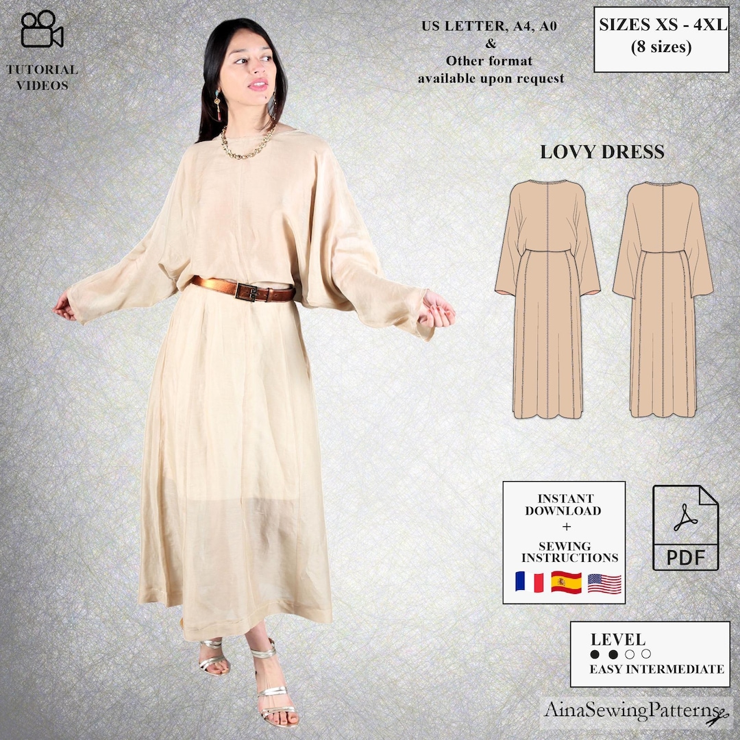 Boho Dress Sewing Pattern | Summer Dress Sewing Pattern | Long Dress ...