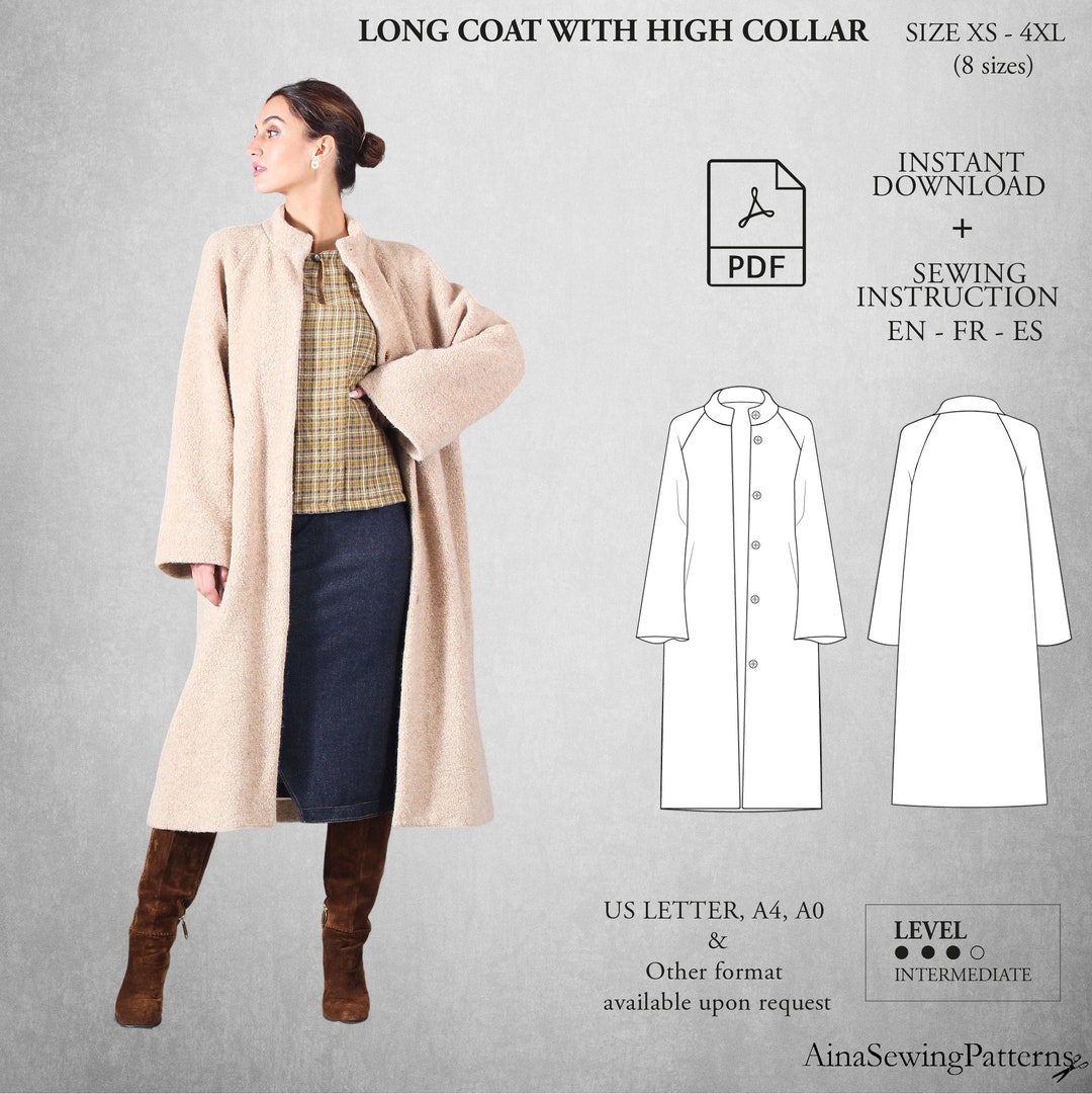 Women Coat Pattern Winter Coat Pattern Long Coat Sewing - Etsy UK