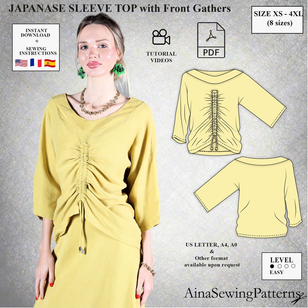 Top Sewing Pattern Blouse Sewing Pattern Japanese Sleeve Pattern ...