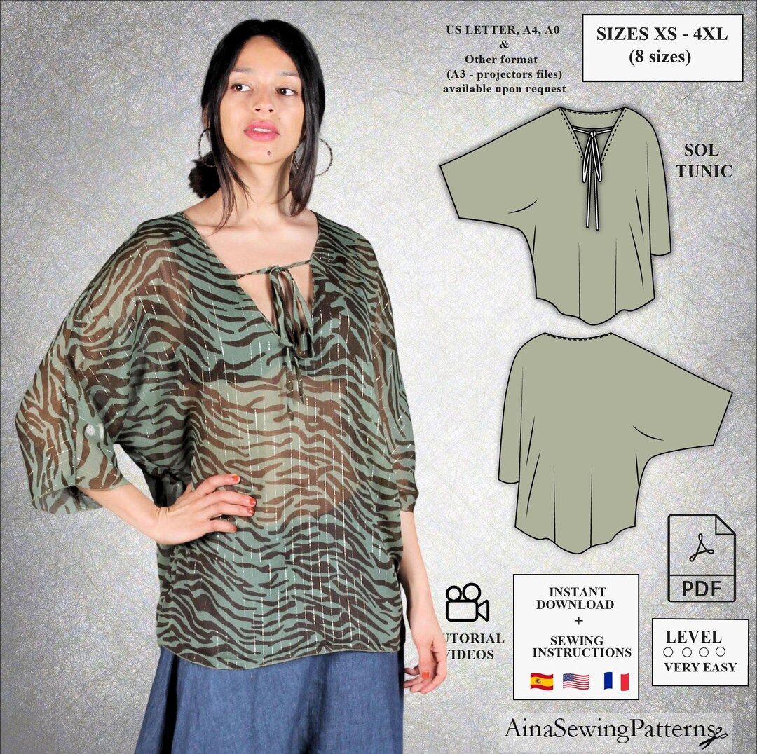 Summer Top Sewing Pattern | Women Tunic Pattern | Very Easy Pattern ...