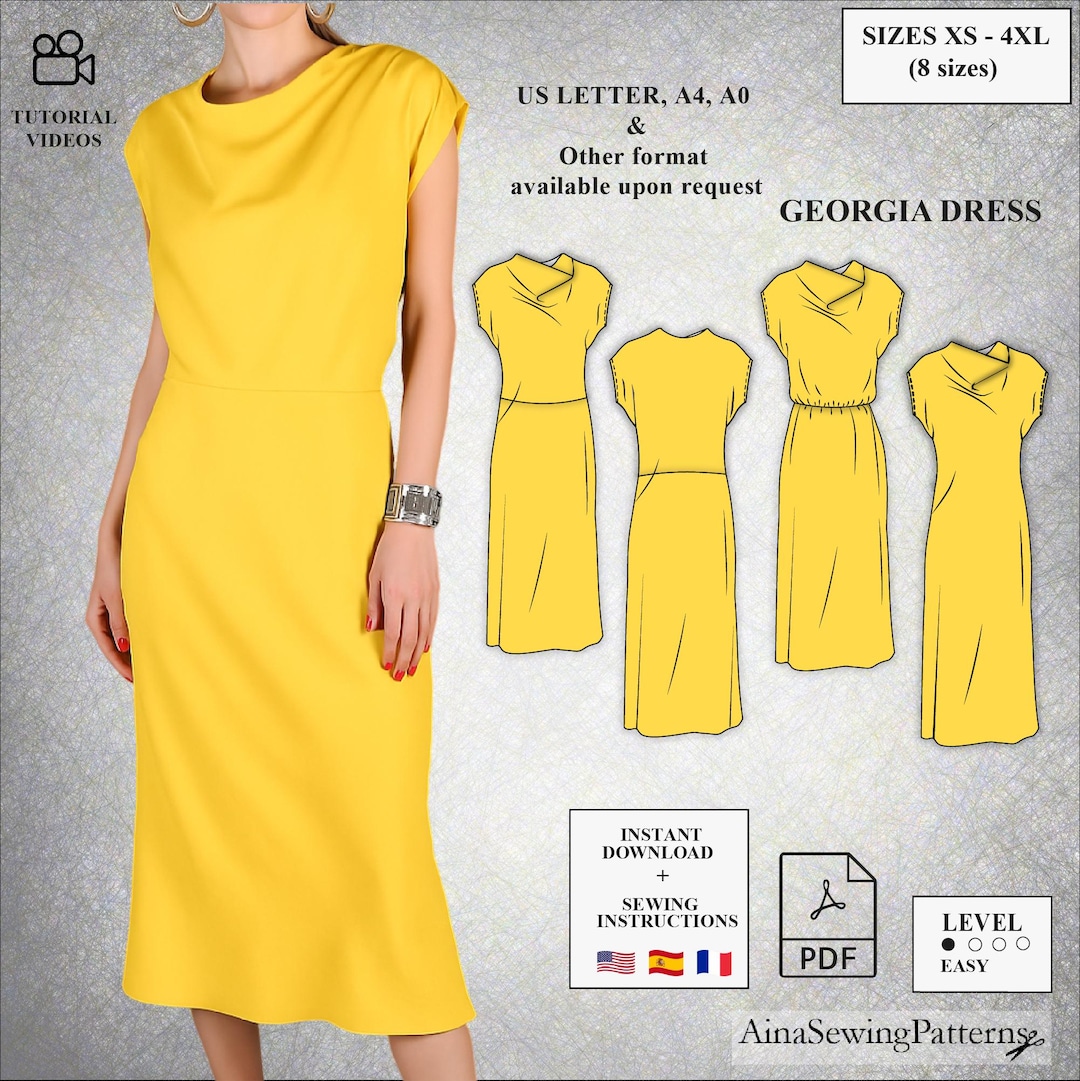 Bias Cut Dress Pattern | Long Dress Sewing Pattern | Evening Dress ...