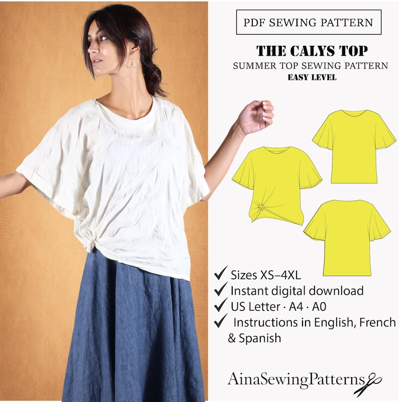 Top Sewing Pattern | Blouse Sewing Pattern | Summer Sewing Pattern ...