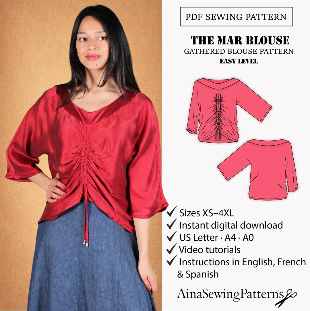 Top Sewing Pattern | Blouse Sewing Pattern | Japanese Sleeve Pattern ...