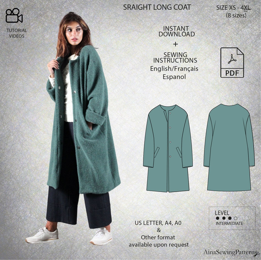 Women Coat Pattern Winter Coat Pattern Long Coat Sewing - Etsy