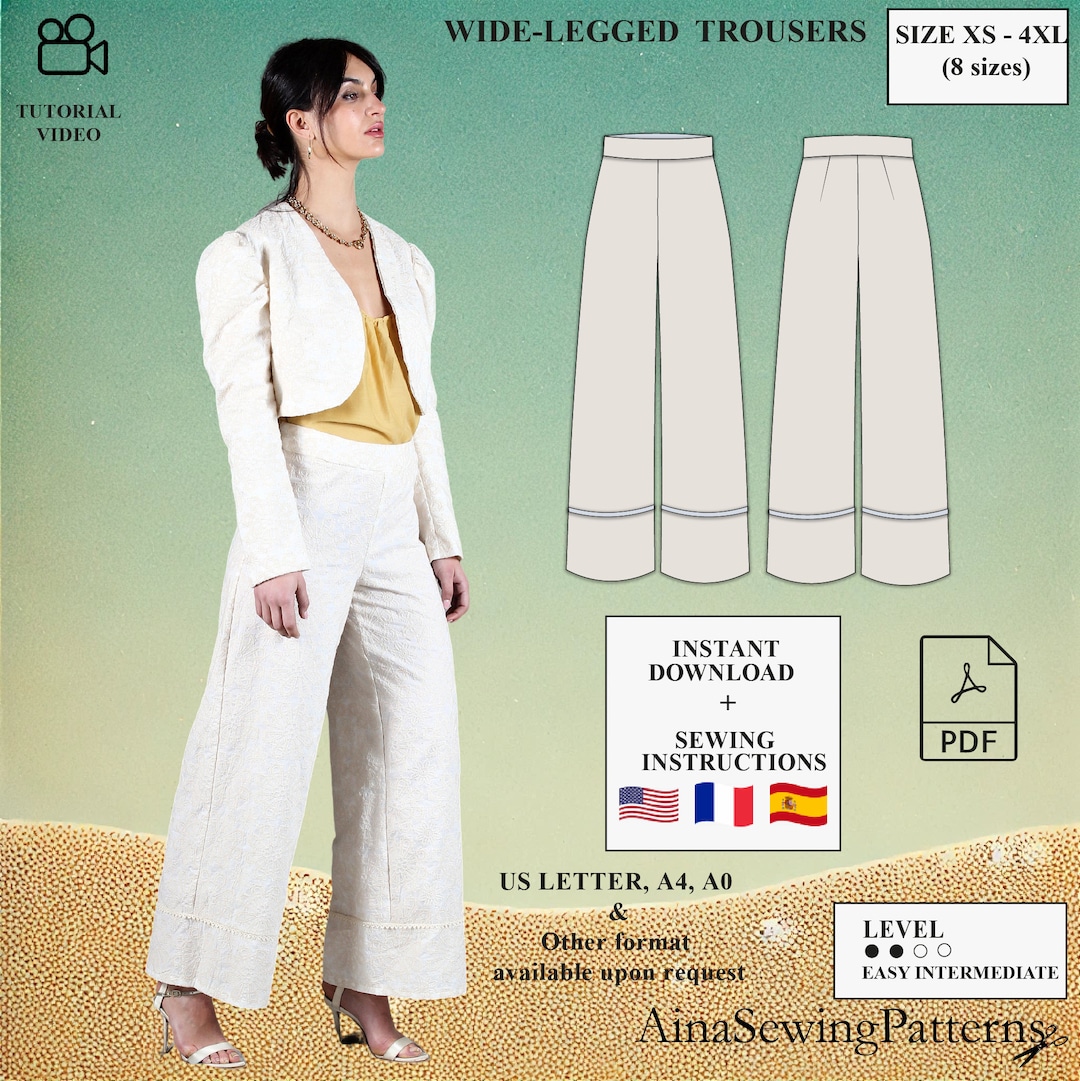 Women Pants Sewing Pattern | Wide Leg Pants Pattern | Wide Pants Sewing ...