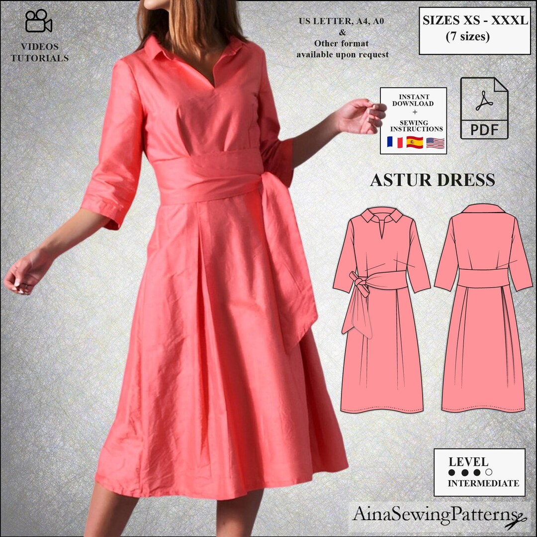 Cocktail Dress Sewing Pattern | Classic Dress Sewing Pattern | Pleated ...