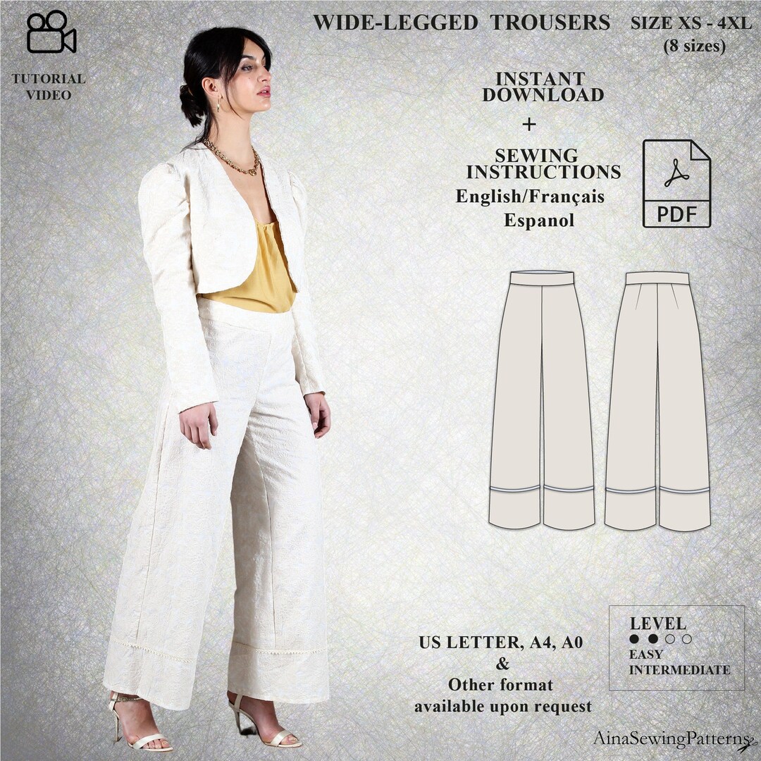 Women Pants Sewing Pattern Wide Leg Pants Pattern Wide Pants Sewing ...