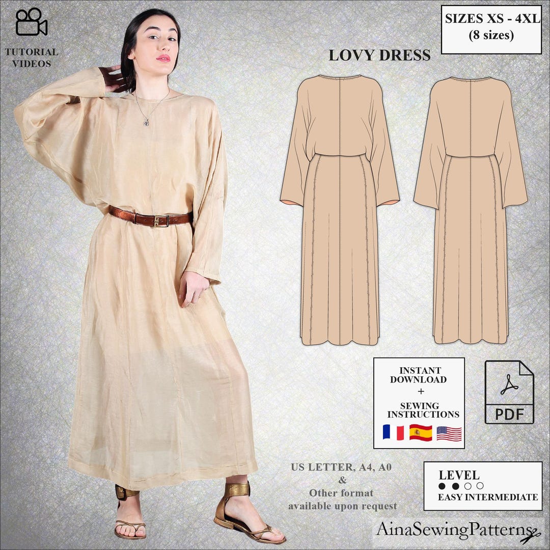 Boho Dress Sewing Pattern | Summer Dress Sewing Pattern | Long Dress ...