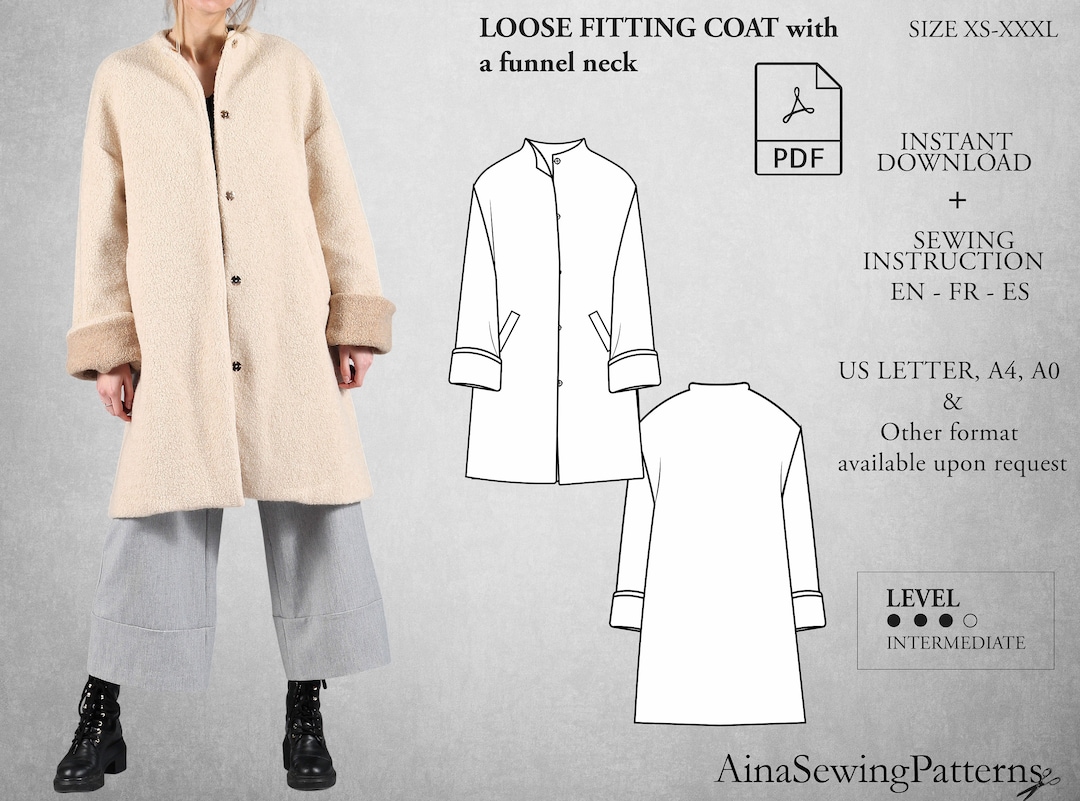 Women Coat Pattern Winter Coat Pattern Long Coat Sewing - Etsy
