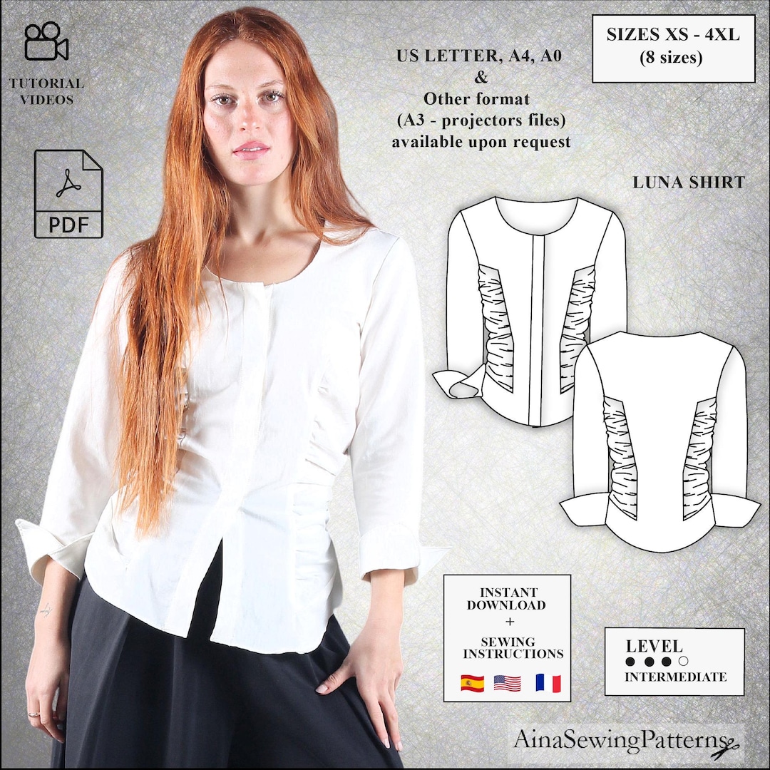 Women's Shirt Sewing Pattern | Workwear Pattern | Office Blouse Pattern ...